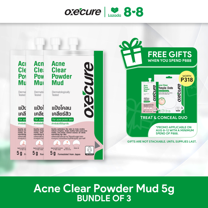 OXECURE 2% Salicylic Acid Acne Clear Powder Mud, Bundle of 3 | Lazada PH