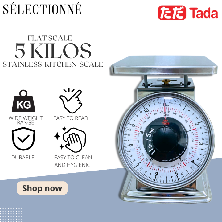 TADA 5 KILOS Stainless Kitchen Flat Top Scale 11 pounds lbs Weighing ...