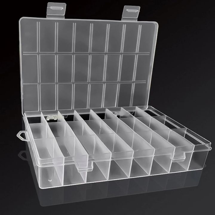 24 Slots Plastic Storage Jewelry Box Compartment Adjustable Container ...