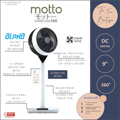 [NEW LAUNCH] Alpha Motto SF360 - Powerful DC Motor Stand Fan and Table ...