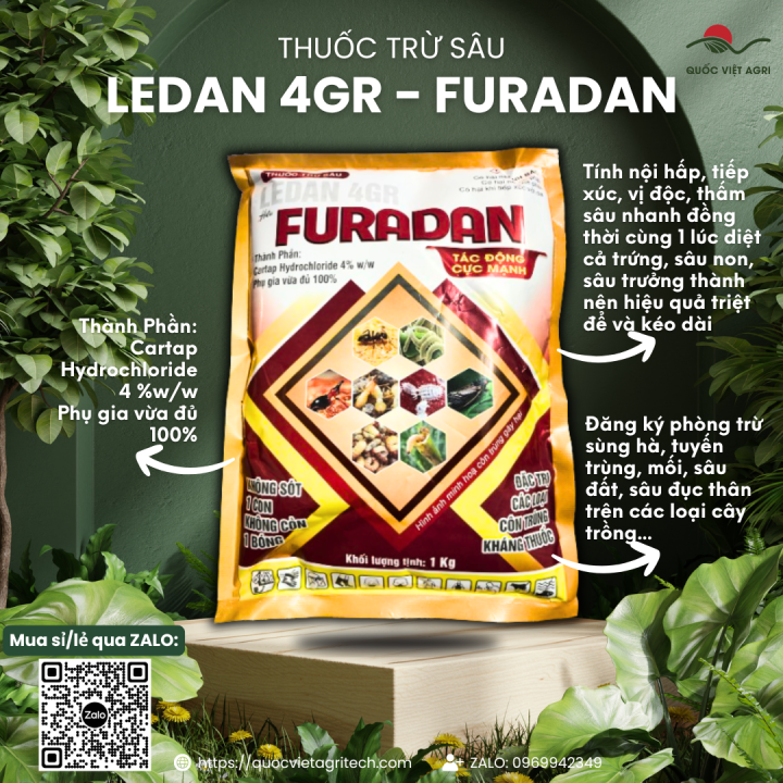 Thuốc trừ sâu rải gốc FURADAN LEDAN 4GR (gói 1KG) - Cartap Hydrochloride 4%w/w Bảo vệ cây trồng ...