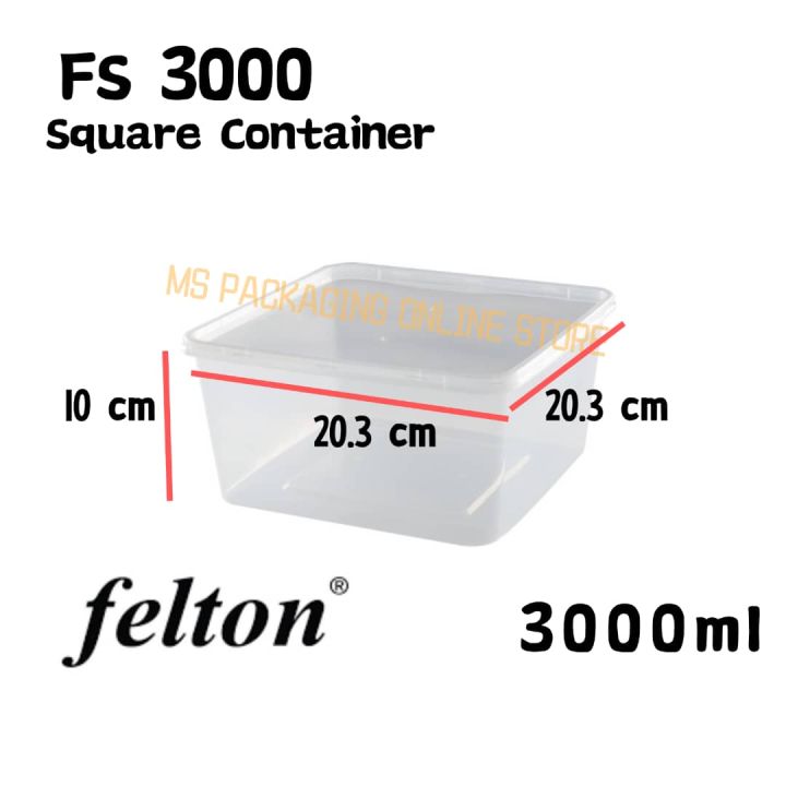 (3000ml)Microwavable Square Container FS 3000 (SQ7) (30set±) Disposable ...
