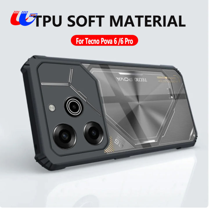 สำหรับ Tecno Pova 6 Pro เคสฝาหลังอะคริลิคใสสำหรับ Tecno Pova6 Pova 6Pro Pova6Pro 5G เคสกันกระแทก ...