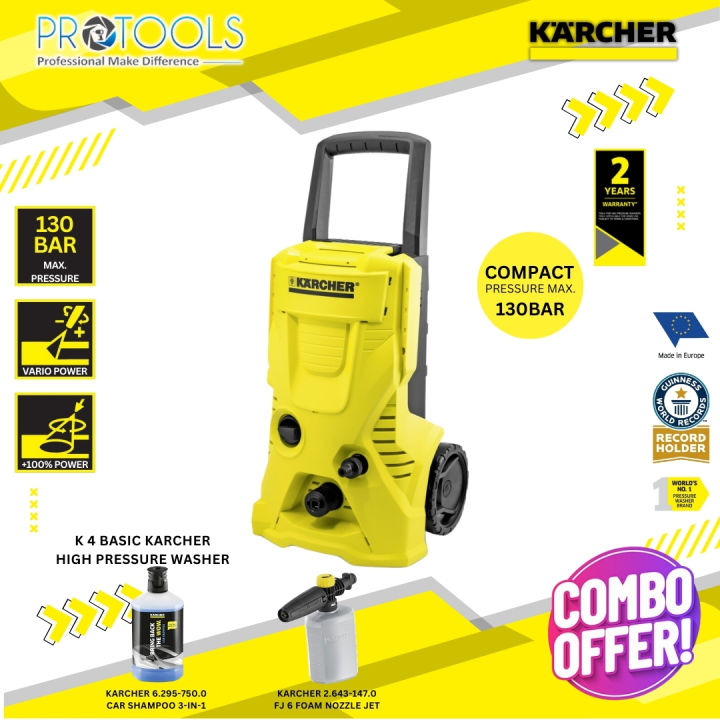 KARCHER HOME & GARDEN | K4 BASIC KARCHER PRESSURE WASHER | 130BAR WITH WATER COOLED MOTOR | Lazada