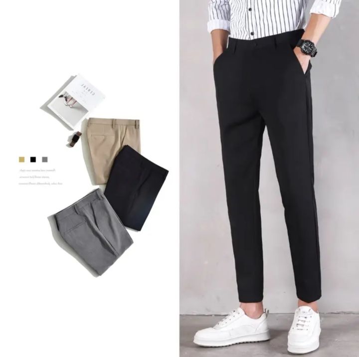 ZX Korean Style ankle cut slim fit trouser cotton silk fabric classic ...