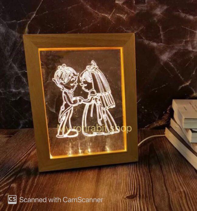 3D LED PHOTO WOOD FRAME WHITE LIGHT & YELLOW LIGHT | Lazada