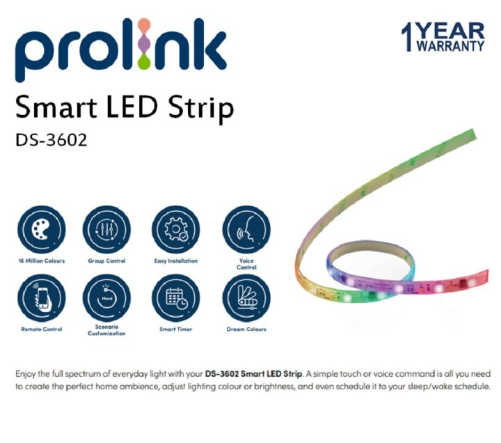 Prolink DS-3602 Smart LED RGB Strip Light, Remote Control to enjoy the ...