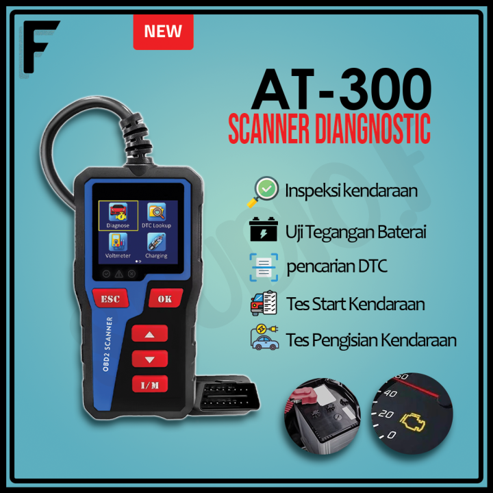 AT300 Scanner OBD2 Terbaru – Alat Diagnosa Mobil Plug and Play untuk ...