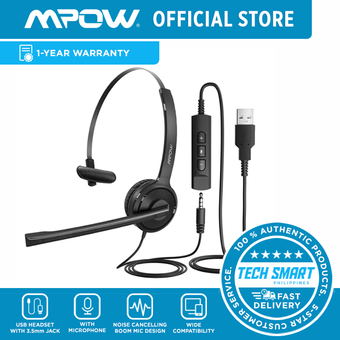 Mpow Single-sided USB Headset with Microphone, Over-the-Head Computer ...