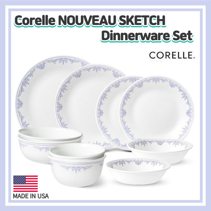 Corelle Premium NOUVEAU SKETCH 10p Set/Corelle USA set/Plate Set ...