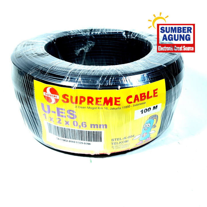 Supreme Kabel Telpon Hitam 100M 100 Meter 100Meter UES 1x2x0.6mm STEL-K-004 TELKOM Cable Tahan ...