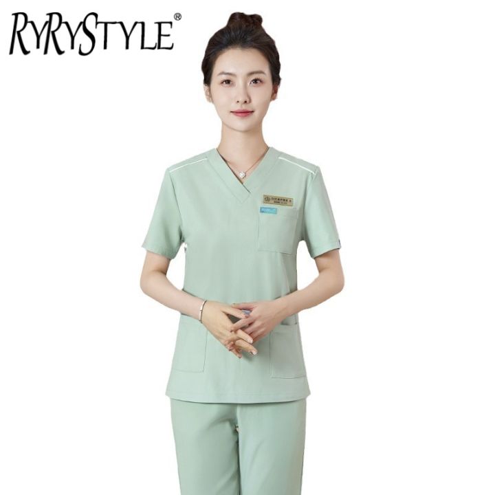 RYRYSTYLE Beauty Salon Beautician Work Suit Pants, Women's Thin Massage ...