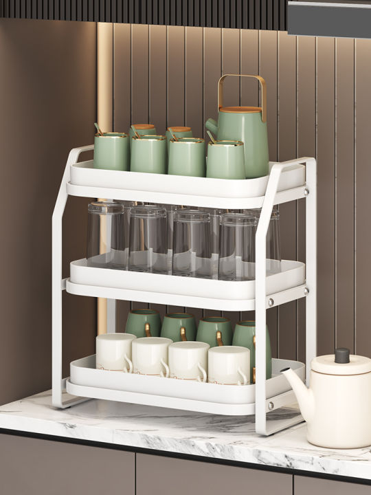 Viral cup organizer Storage Cup Rack Double-Layer Tea Tray Storage ...