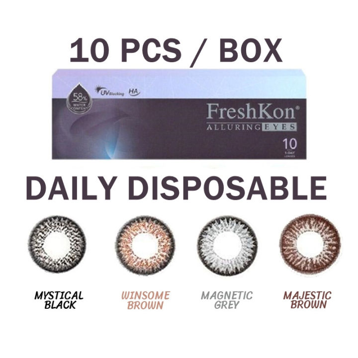 (10 PCS) FRESHKON Alluring Eyes Daily Disposable 10Pcs Cosmetic Contact ...