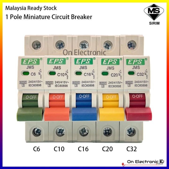 Main Switch 1Pole MCB 6A /10A / 16A / 20A / 32A (6KA) Miniature Circuit ...