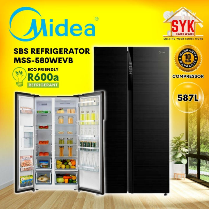 SYK Midea Side By Side Refrigerator MSS-580WEVB 587L Refrigerator ...