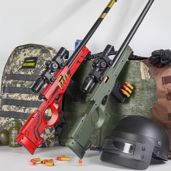 Pulling bolt and throwing shell AWM toy gunner moving tuba simulation ...