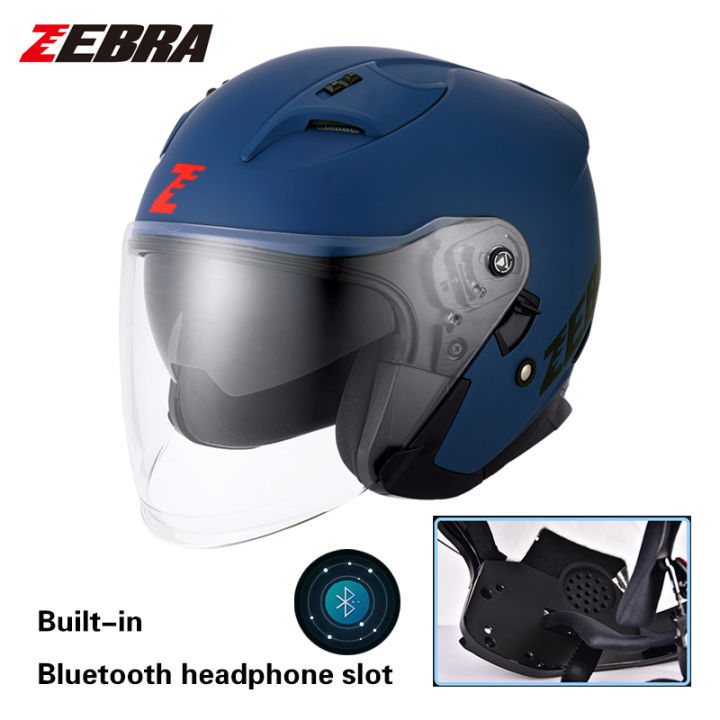 Zebra Half Face Motorcycle Helmet dual visor helmets for men and women ...