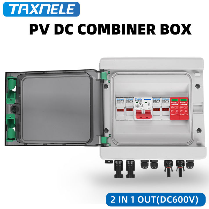 Solar Photovoltaic Pv Combiner Box Surge Lightning Protection 2 Input 1 Out 2 String Dc 600v