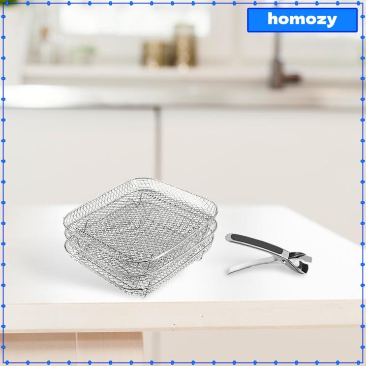 Homozy Air Fryer Rack Baking Basket Pan with Anti Scald Clip and ...