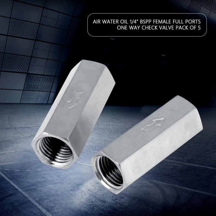 5pcs 1/4 Female Threaded Hex Full Port One Way Air Check Valve Non ...