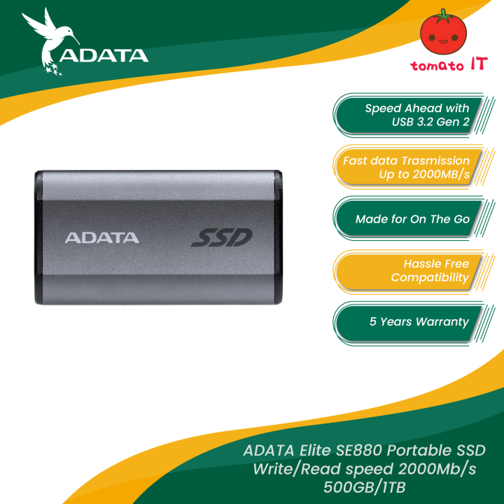 ADATA Elite SE880 Portable SSD (500GB, 1TB, 2TB) | Lazada