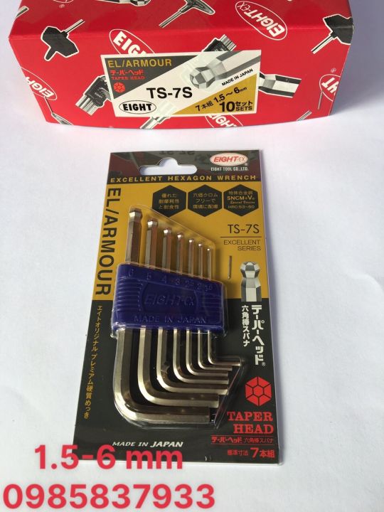 [Freeship +quà tặng 19k] Bộ lục giác ngắn đầu bi 7 chiếc nhỏ 1.5- 6 mm TS-7S Eight Nhật tại ...