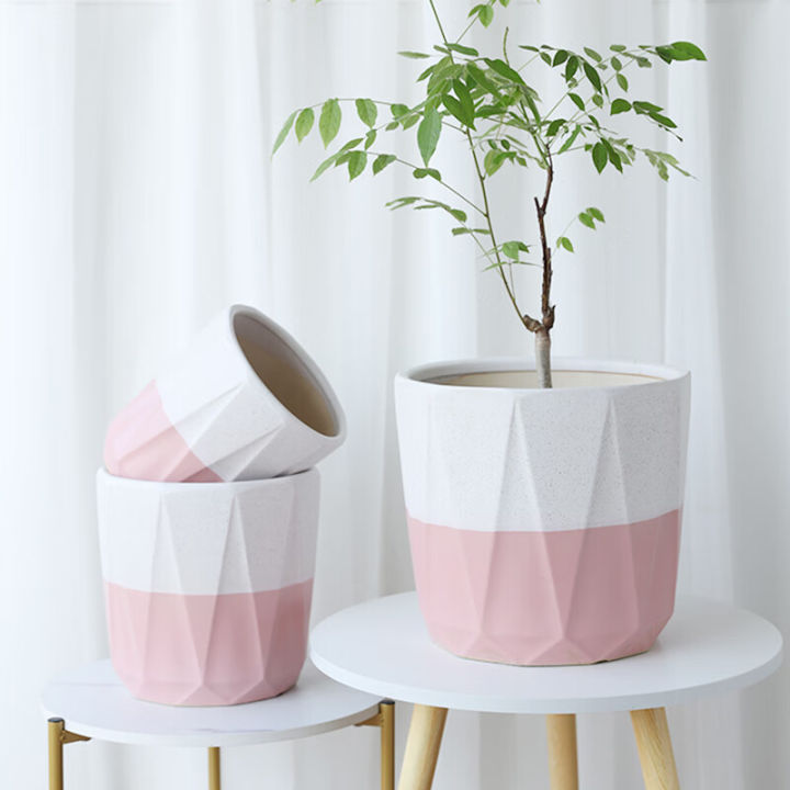 Ceramic Flower Pot Extra Large Nordic Polygon Geometric Flower Pot ...