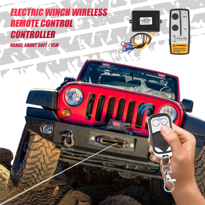 12V 12Volt 50ft Winch Wireless Remote Control Set for Truck ATV Warn ...
