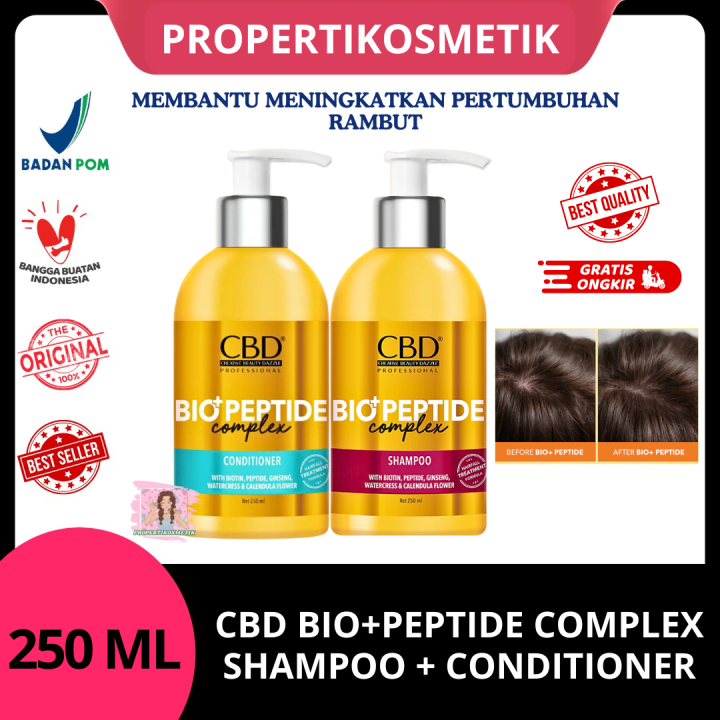 CBD Bio Peptide Shampoo & Conditioner 250 ML - Mengatasi Rambut Rontok ...