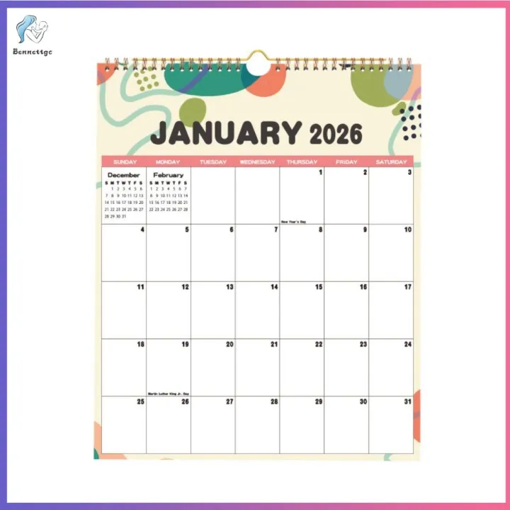 BENNETTGC Wire-O-Binding Daily Planner Calendar Foldable Jan. 2026 ...