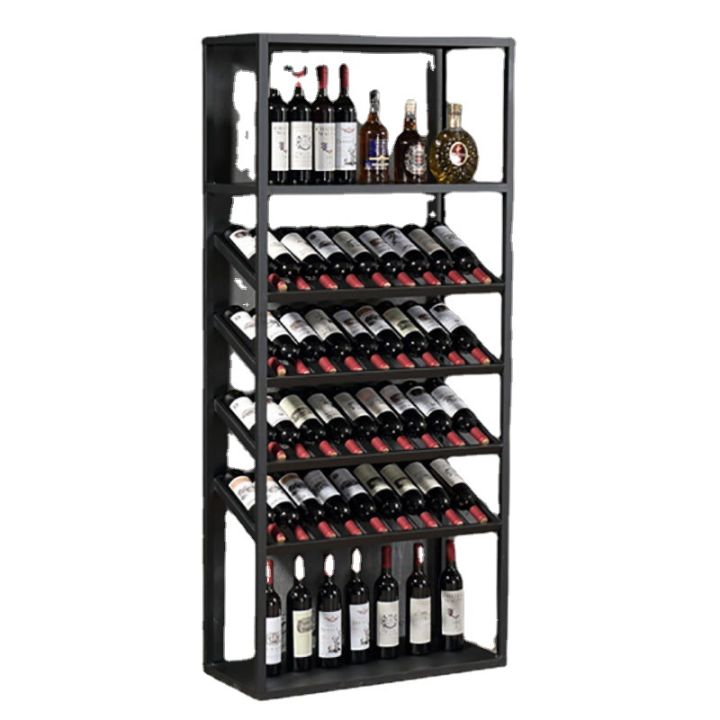 Stainless steel wine cabinet European style iron art wine rack Bar ...