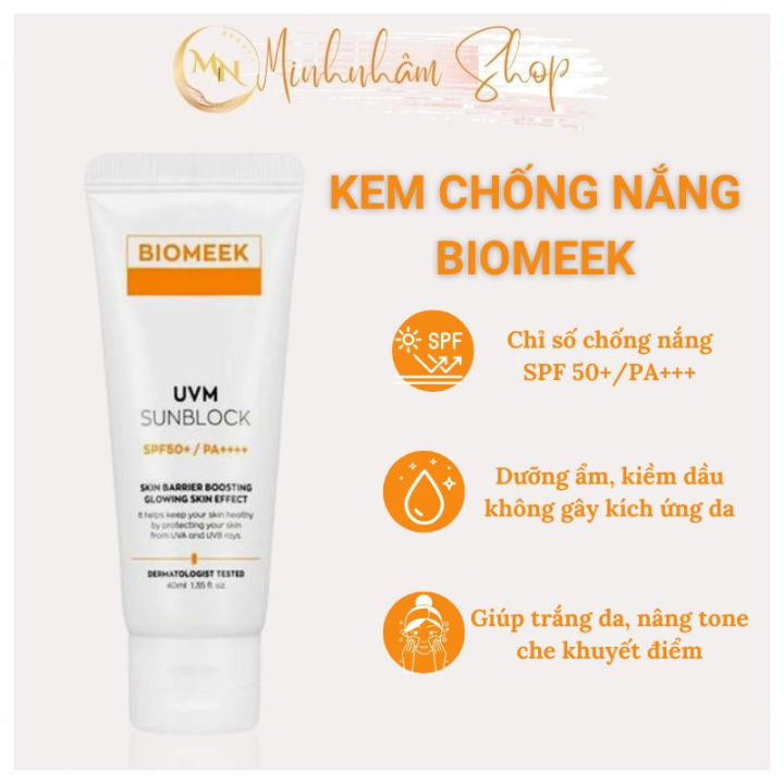 Kem chống nắng BIOMEEK, kem chống nắng Biomeek huyết tế bào UVM ...