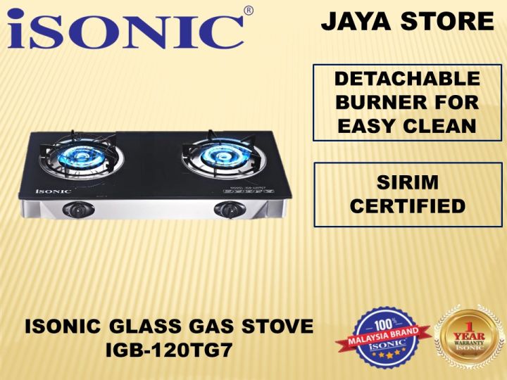 (2024 NEW) Isonic Glass Double Gas Stove IGB-120TG7 (7.0kW Blue Flame ...