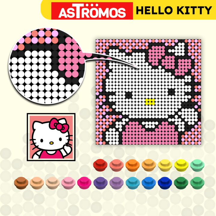 Build By Number Hello Kitty 32x32 DIY Balok Lukisan Mosaik Pixel Paint ...