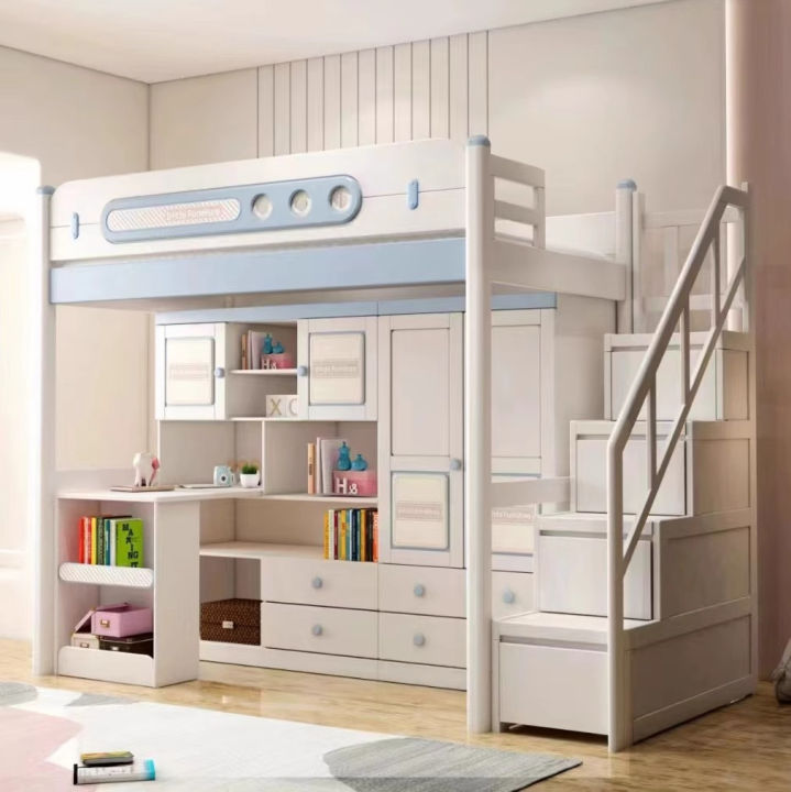 [pre order]Solid wood children's high and low combination beds, upper ...