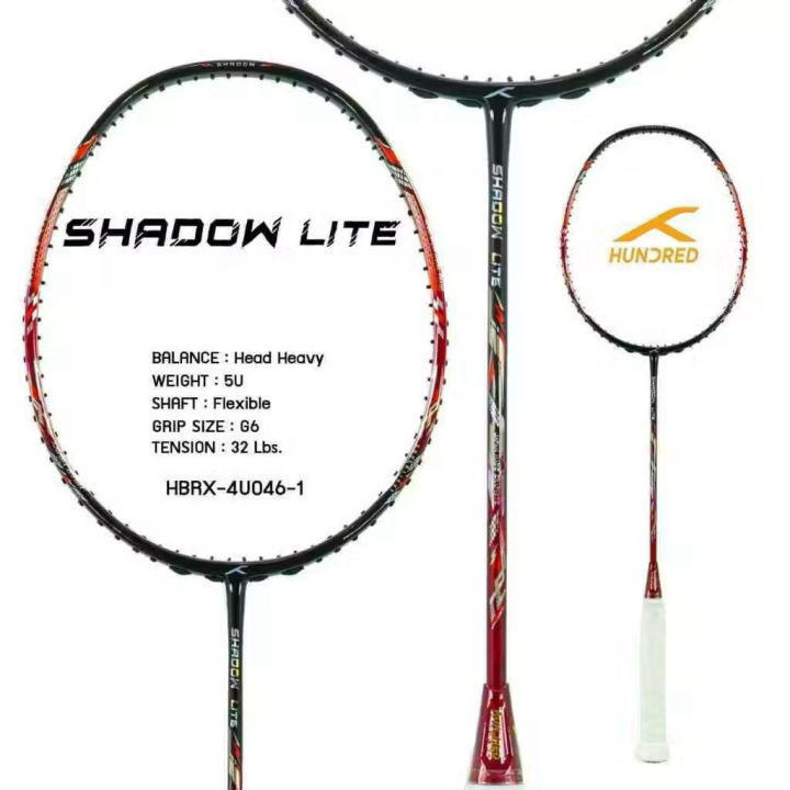 【ใหม่ล่สุด】HUNDRED ไม้แบดมินตันรุ่น SHADOW LITE แถมเอ็น พันด้าม ซอง ...