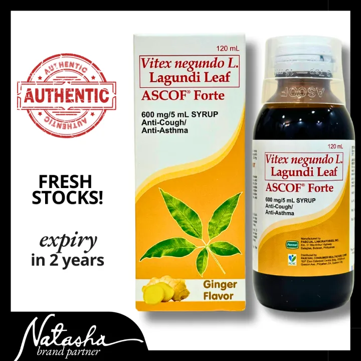 Ascof Forte Lagundi Leaf Syrup Ginger Flavor 120ml by Natasha co-brands ...