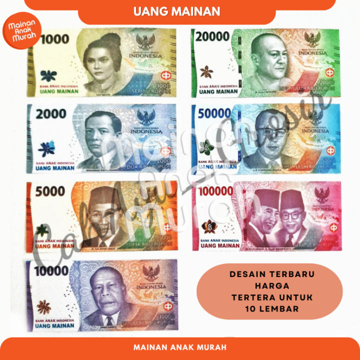 10 Lembar Mainan Uang Kertas / Uang Mainan Edukasi Anak / Replika Uang ...