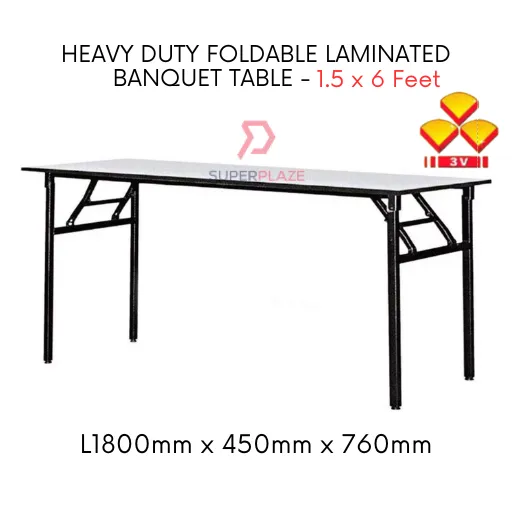 3V 1.5x6 Feet Heavy Duty Laminated Wood Top Banquet Table Folding ...