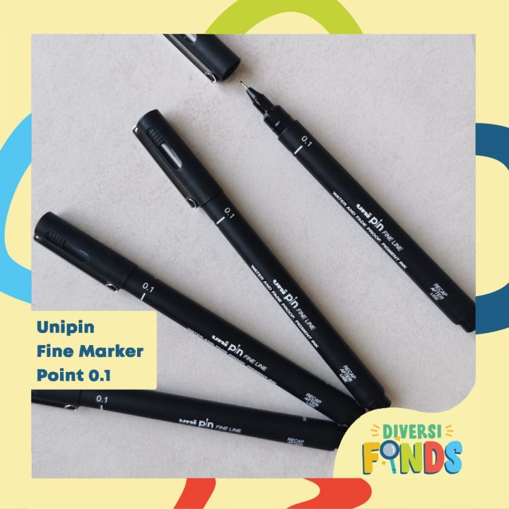AUTHENTIC! Unipin Uni pin Fine Line Drawing Pen BLACK- Water and Fade ...