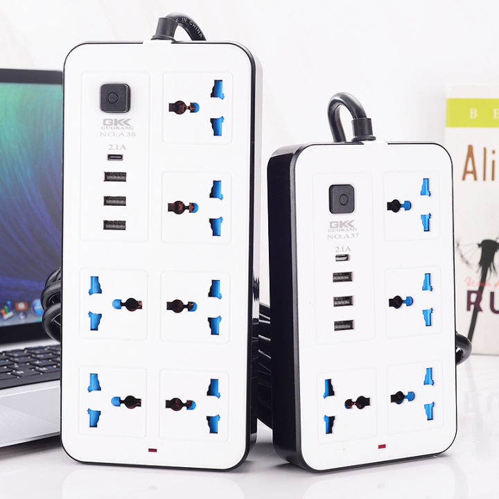 LZD Safety Socket 6 Gang Power Strip Universal with 3 USB Ports ...