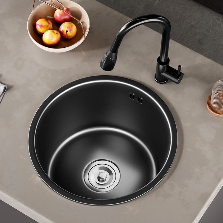 [COD] nano round sink mini single tank 304 stainless steel bar balcony ...
