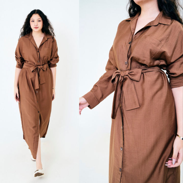 AL1003 Maxi Dress Zonya เดรสเชิ้ตยาว สาวอวบ Plus size Anna Lynn (อันนา ...