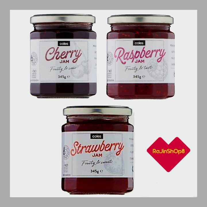 COLES – Premium Jam & Spread Strawberry, Raspberry, Cherry, 345g | Lazada