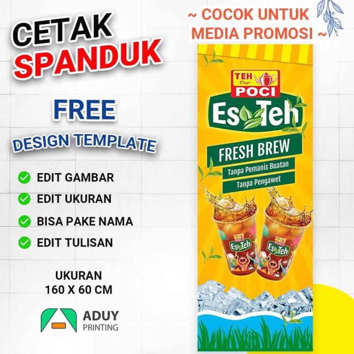 Spanduk Banner Es Teh Poci Viral Ukuran 60x160 Stand Banner Kustom ...