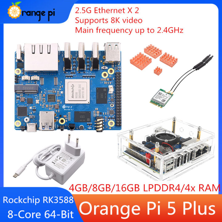 Orange Pi 5 Plus RK3588 4 8 16 GB RAM 8-Core 64-Bit 2.5G Dual Ethernet ...