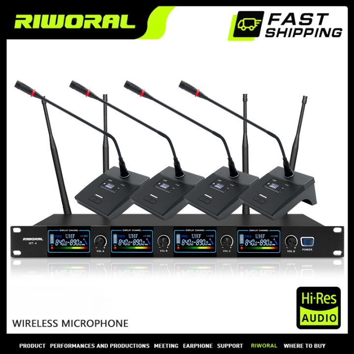 UHF 4 channel professional wireless microphone Desktop gooseneck 4 PCS ...