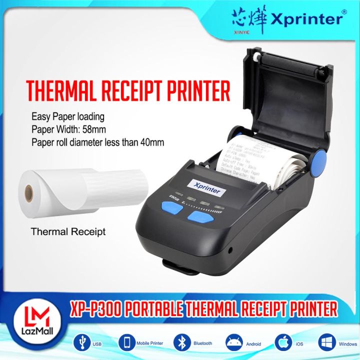 Xprinter XP-P300 Mobile Reciept Printer Thermal Printer (Bluetooth +USB ...