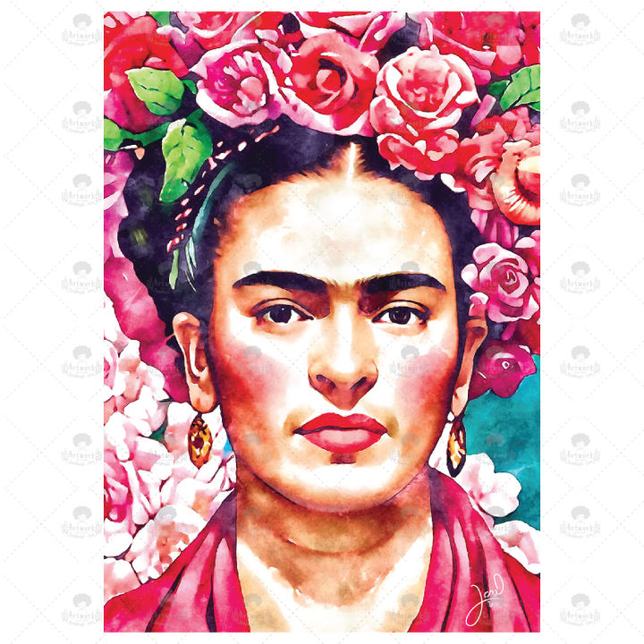 ภาพวาด ไอดอล ID W003 Frida Khalo ภาพวาดสีน้ำ จากiPad โปรแกรม PROCREATE งานปริ้นท์เลเซอร์ ...